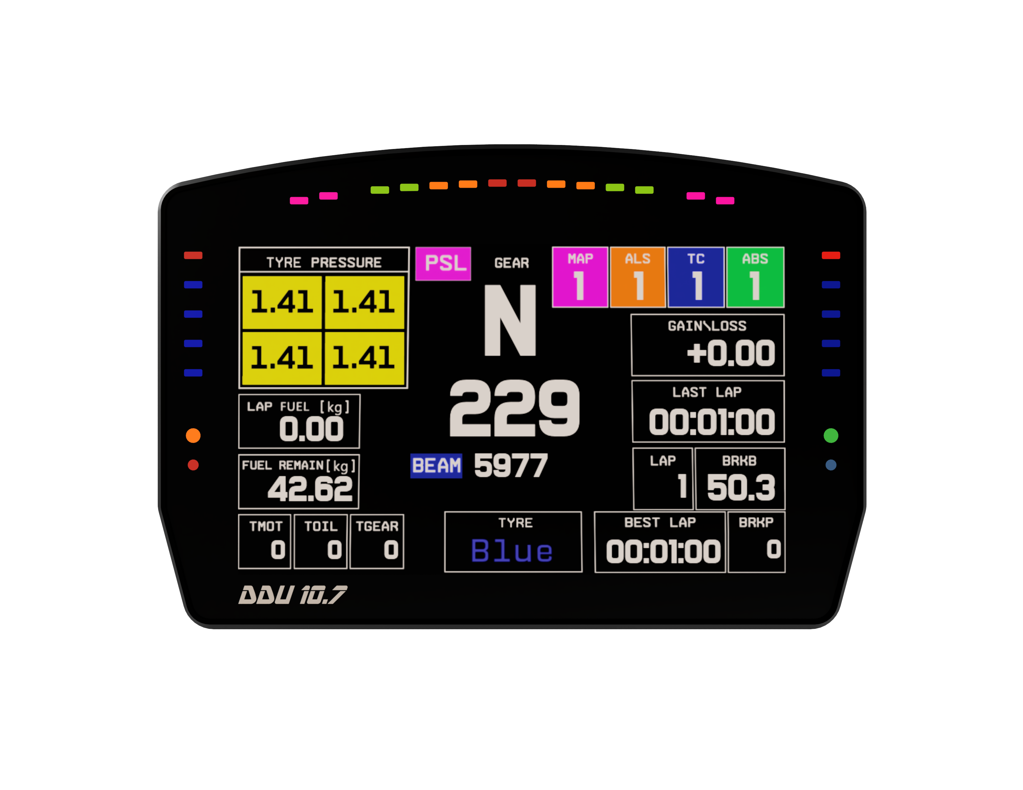 DDU 10.7 6.8" Sim Racing Dash Display with LEDs – Sim Racing Addict
