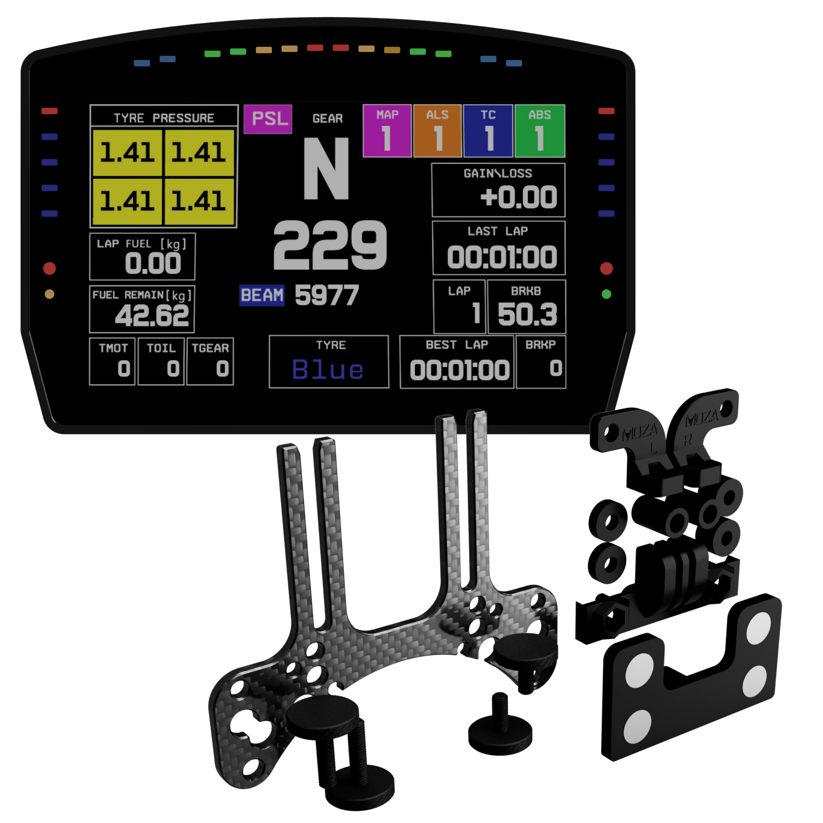 DDU 10.7 6.8" Sim Racing Dash Display with LEDs – Sim Racing Addict