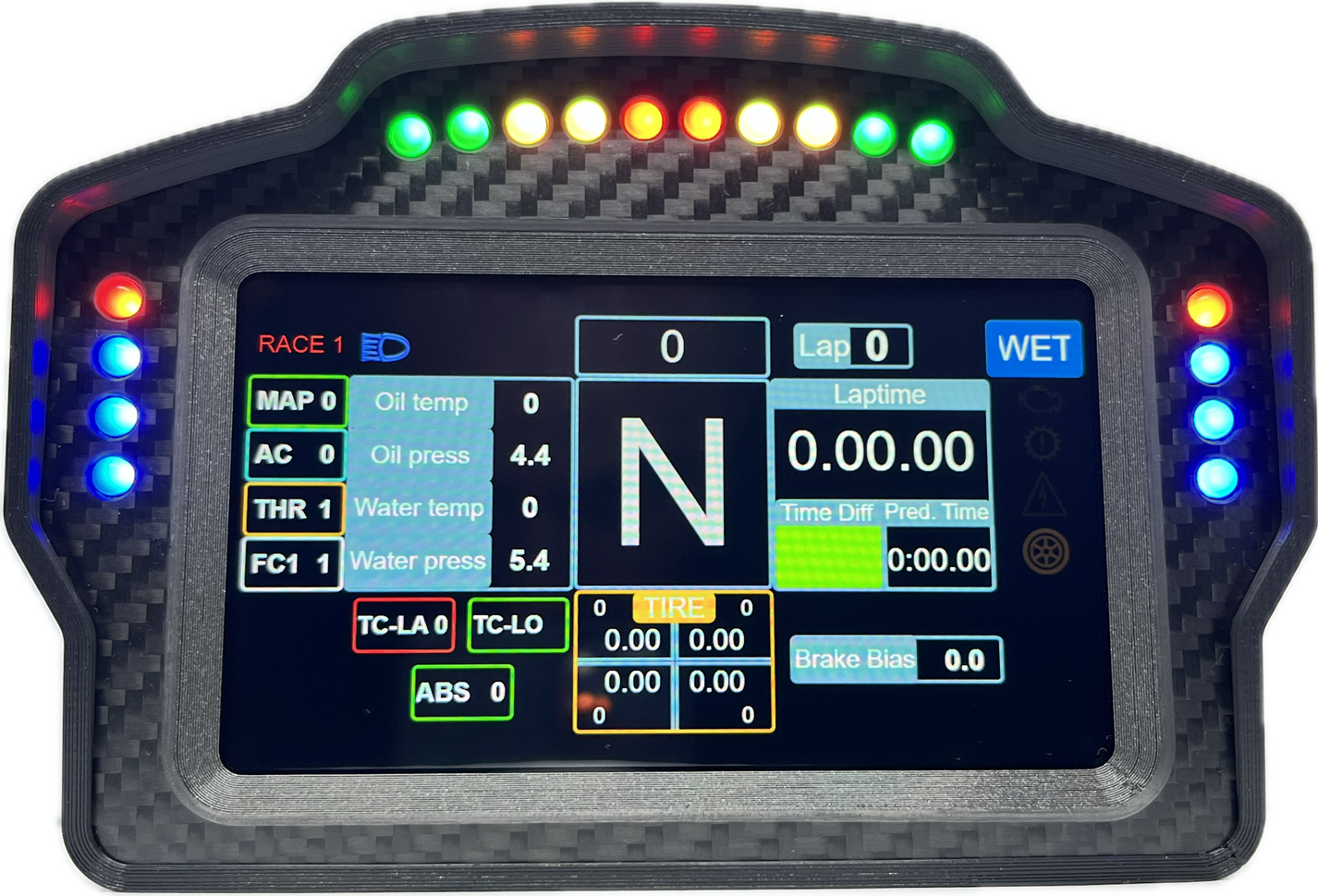 DDU 6 Carbon Sim Racing 5" Dash Display with LEDs – Sim Racing Addict