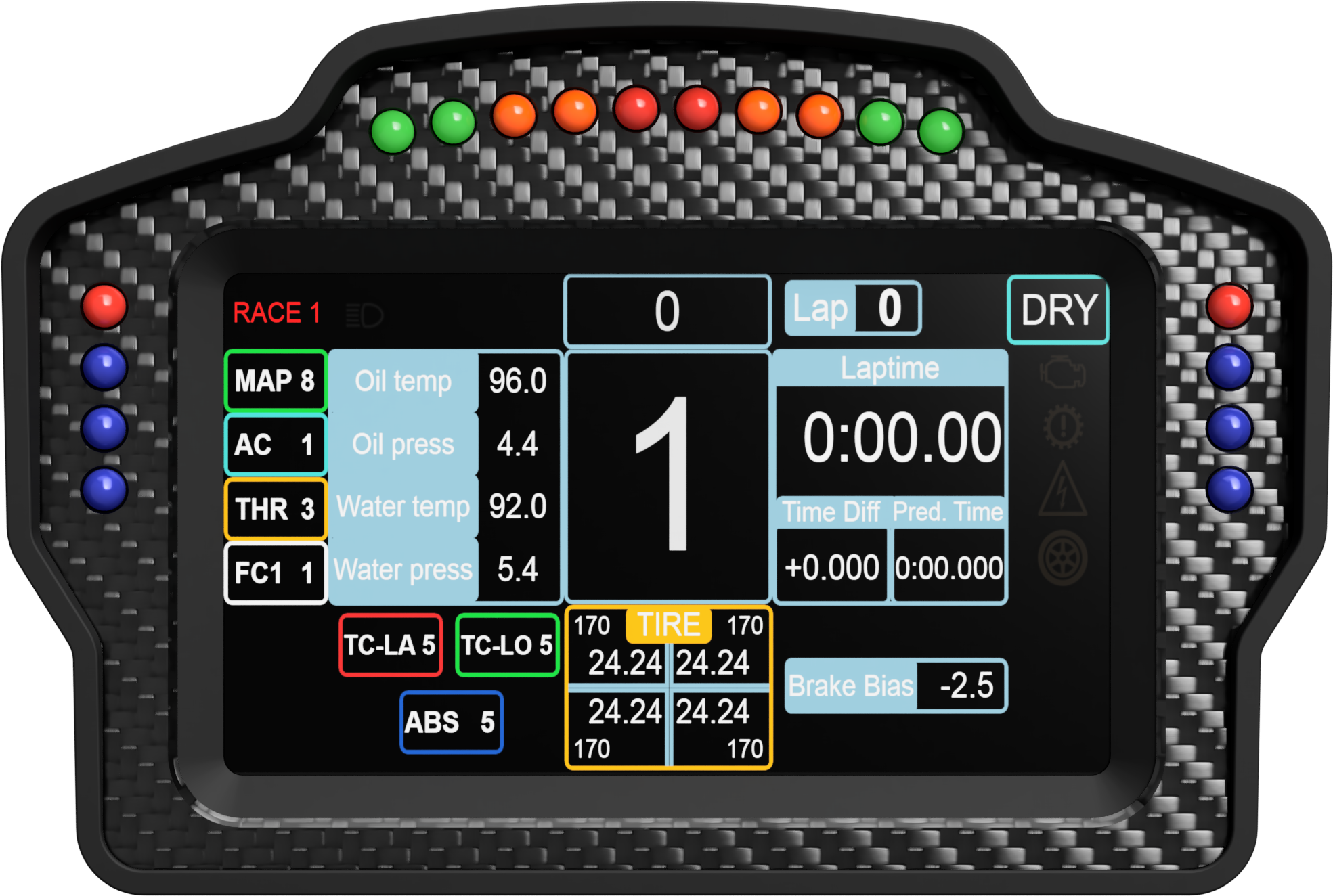 DDU 6 Carbon Sim Racing 5" Dash Display with LEDs – Sim Racing Addict